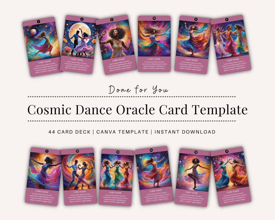 Cosmic Dance Oracle Card Deck, Editable Canva Template, Printable ...