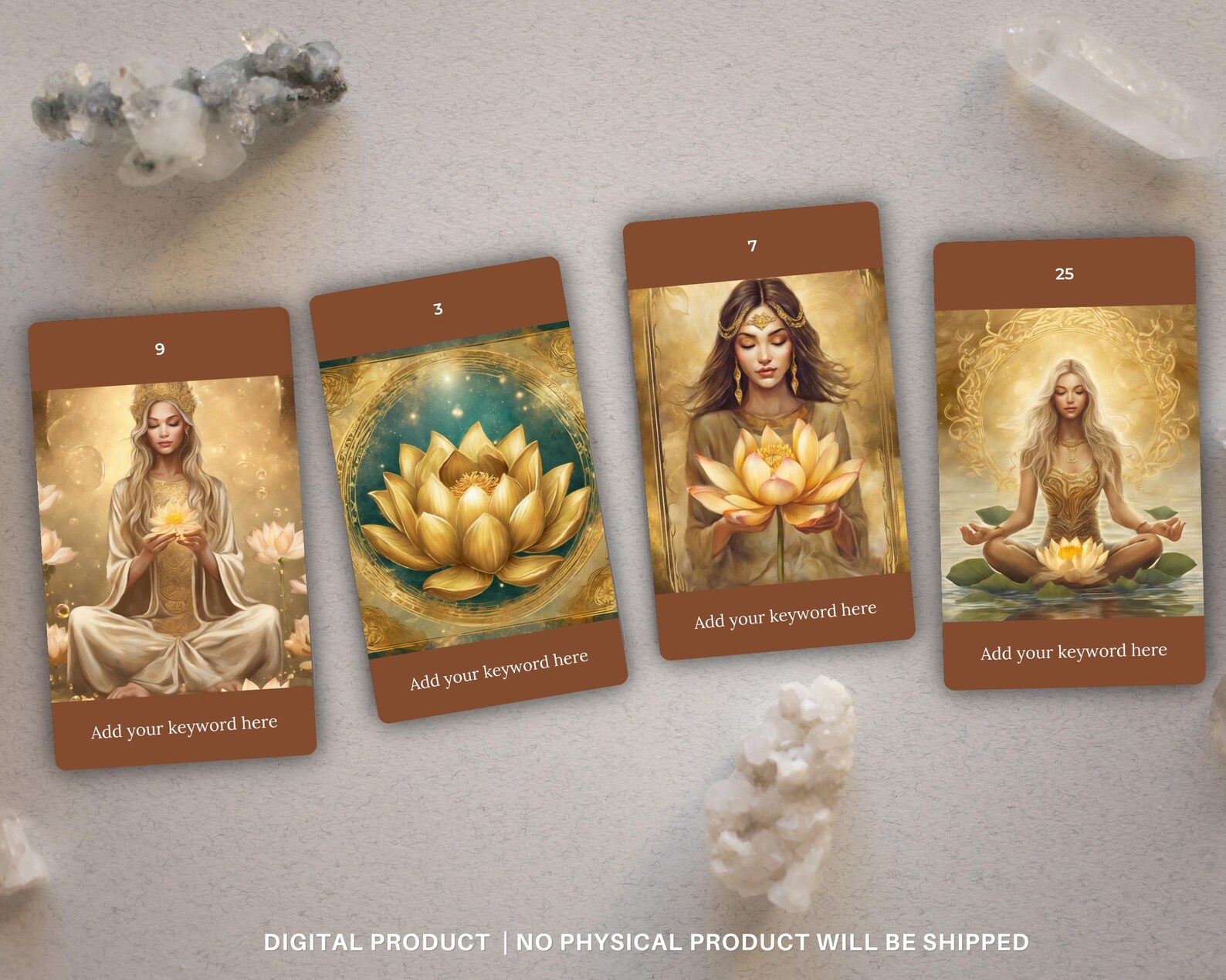 Golden Lotus Oracle Card Deck, Editable Canva Template, Printable ...