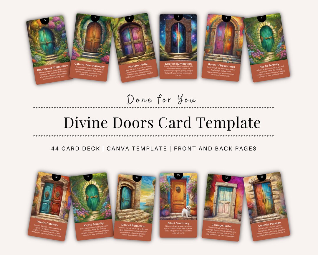 Divine Doors Oracle Card Deck, Editable Canva Template, Printable ...