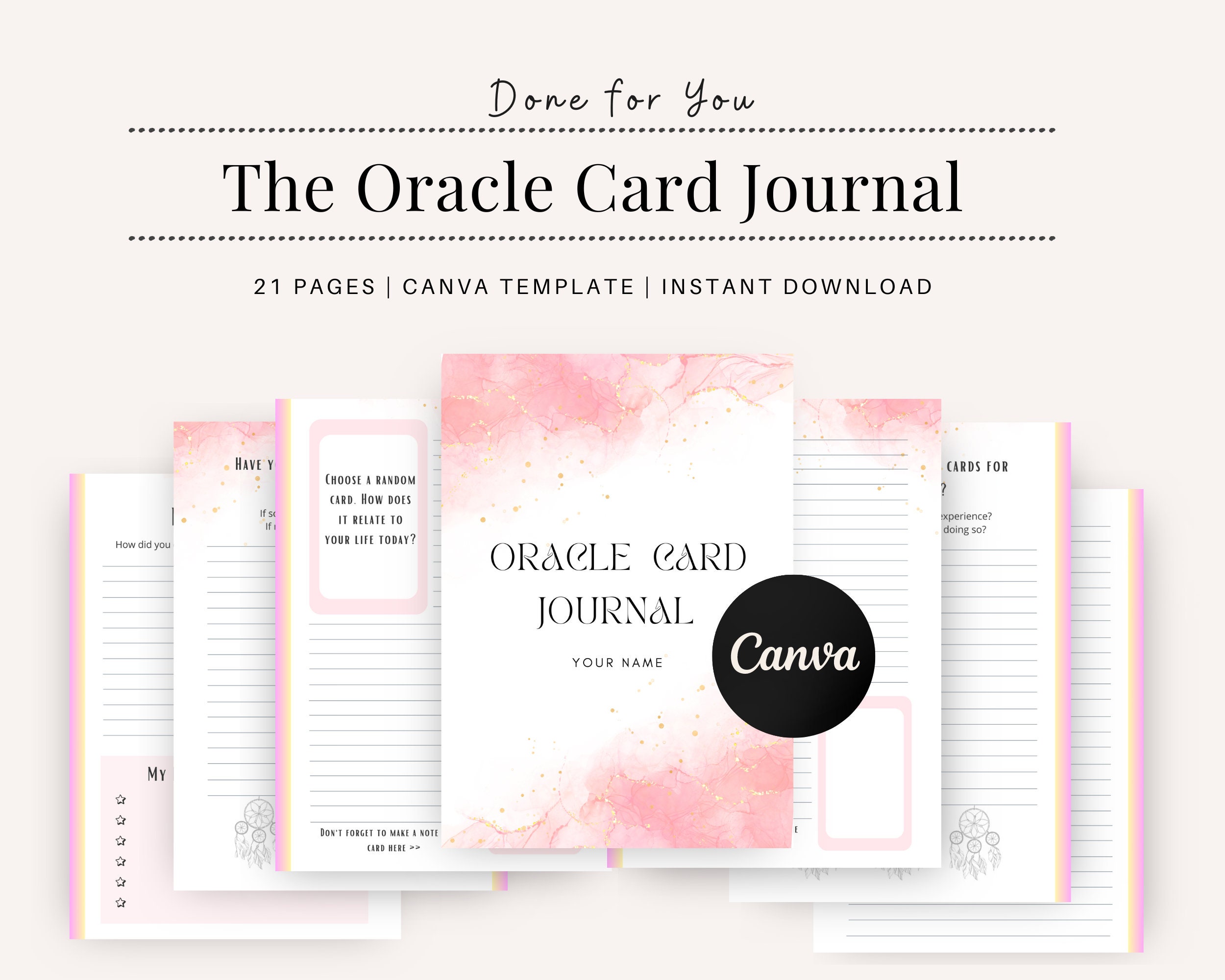Oracle Card Journal Digital Oracle Journal Canva Template Printable Oracle Pages Taro