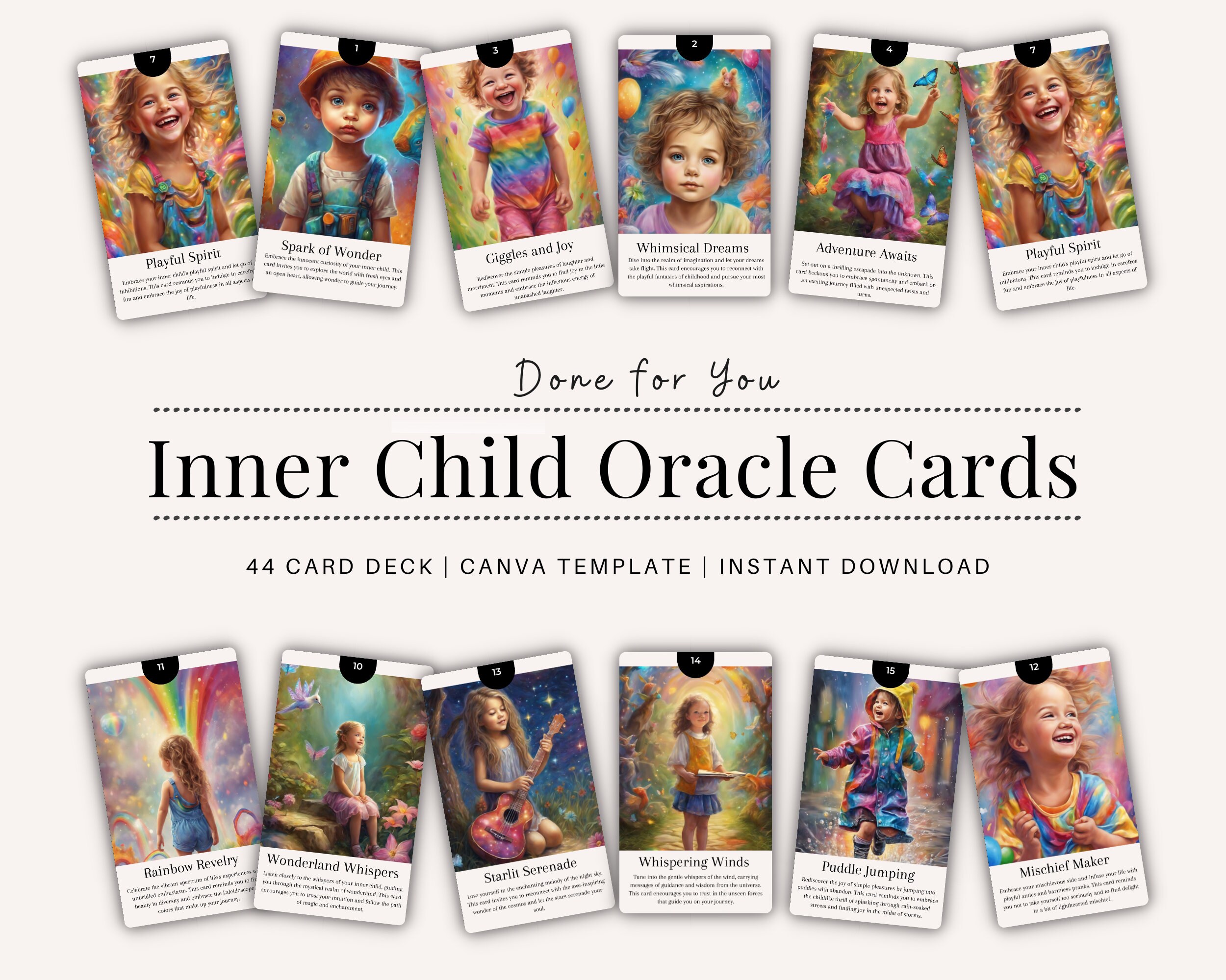 Inner Child Oracle Card Deck, Editable Canva Template, Printable ...