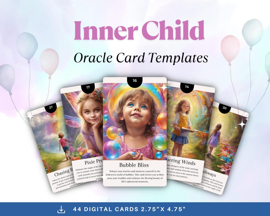 Inner Child Oracle Card Deck, Editable Canva Template, Printable ...