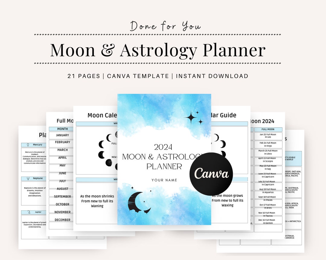 Moon Planner, Astrology Planner, Printable Moon and Astrology Journal ...