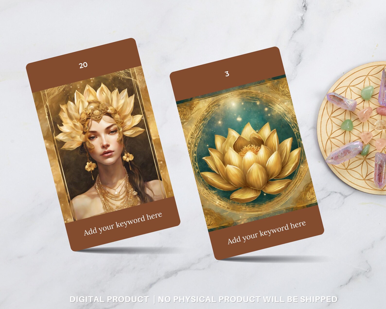 Golden Lotus Oracle Card Deck, Editable Canva Template, Printable ...