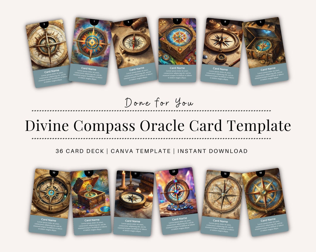 Radiant Sun Oracle Card Deck, Editable Canva Template, Printable ...