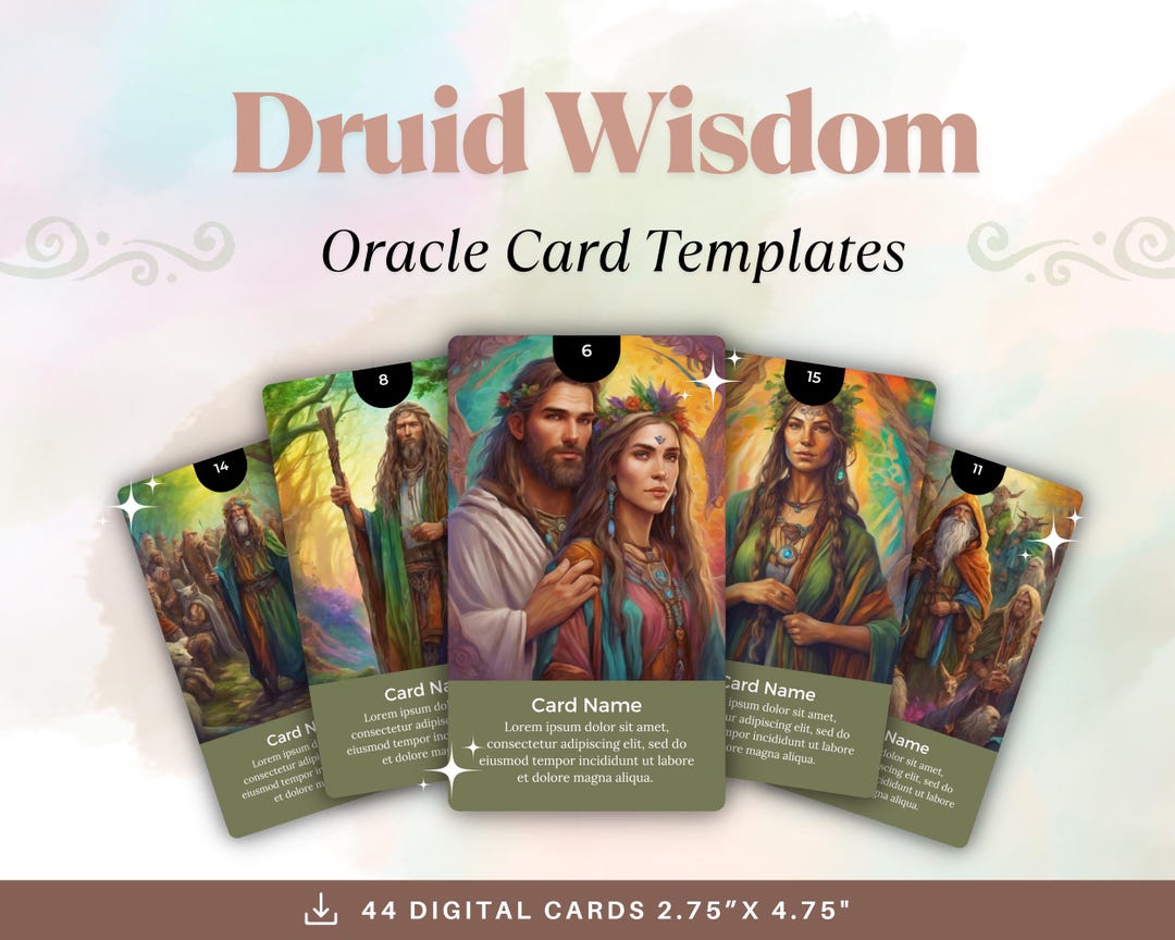 Druid Wisdom Oracle Card Deck, Editable Canva Template, Printable ...