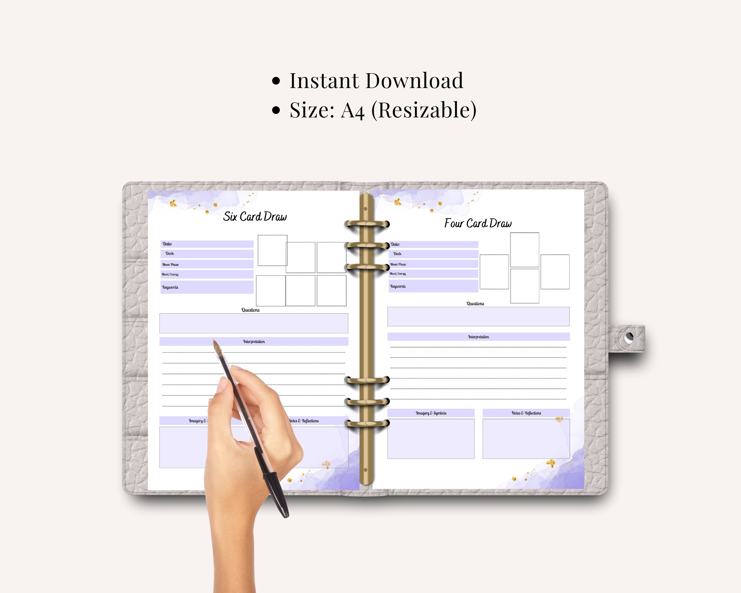 Tarot Card Journal, Digital Taro Journal, Canva Template, Printable ...