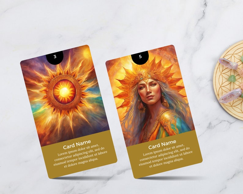 Radiant Sun Oracle Card Deck, Editable Canva Template, Printable ...