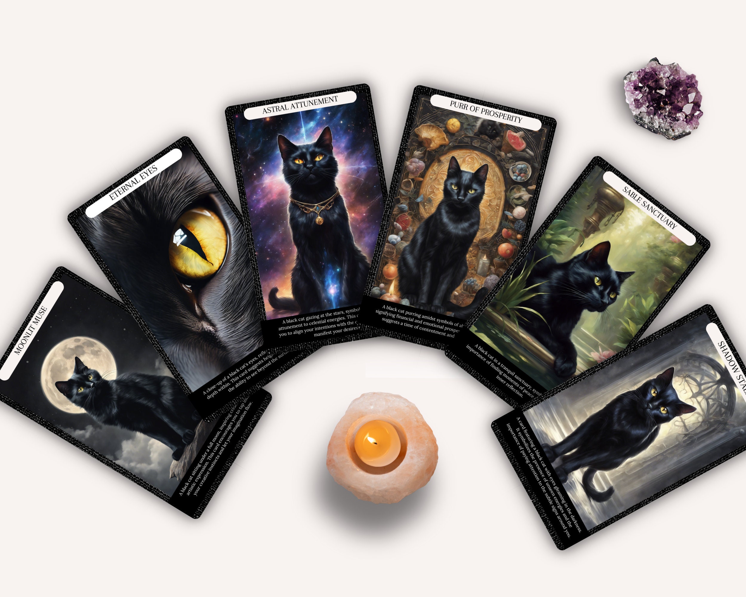 Black Cat Oracle Card Deck, Editable Canva Template, Printable Template ...