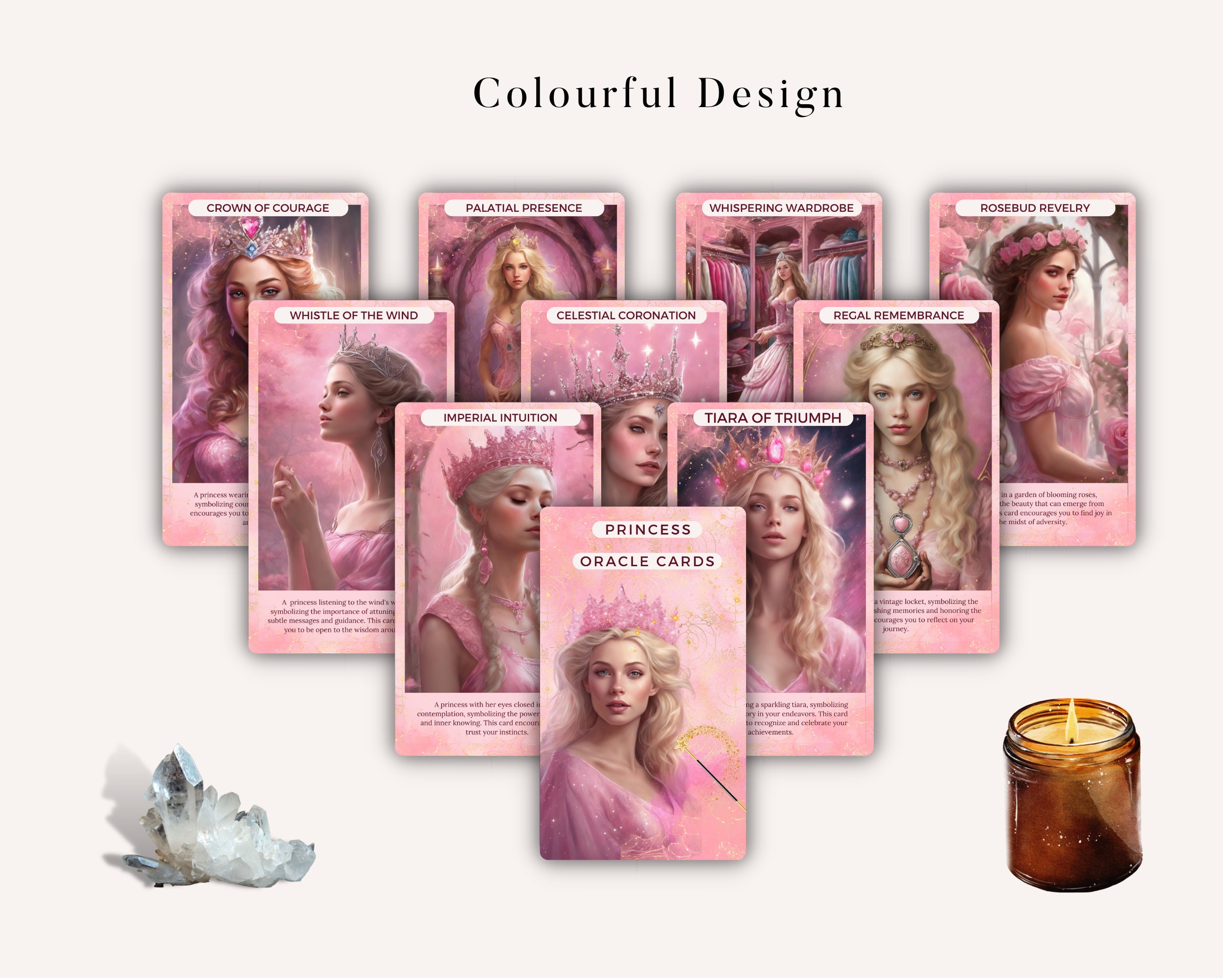 Princess Oracle Card Deck, Editable Canva Template, Printable Template ...