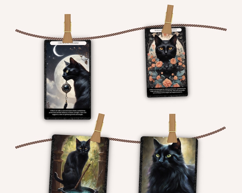 Black Cat Oracle Card Deck, Editable Canva Template, Printable Template ...
