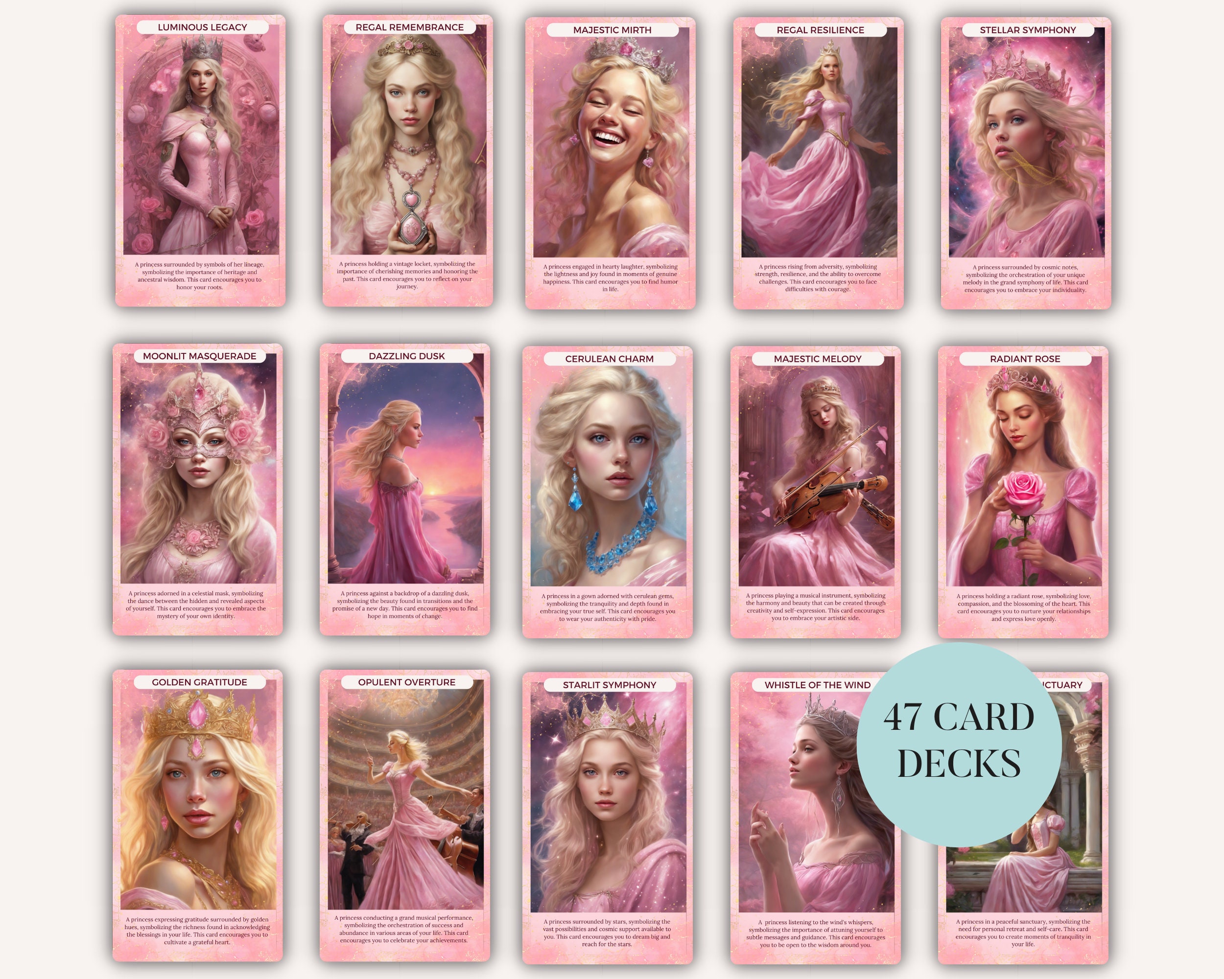 Princess Oracle Card Deck, Editable Canva Template, Printable Template ...