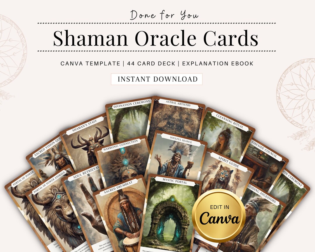 Shamanism Oracle Card Deck, Editable Canva Template, Printable Template ...