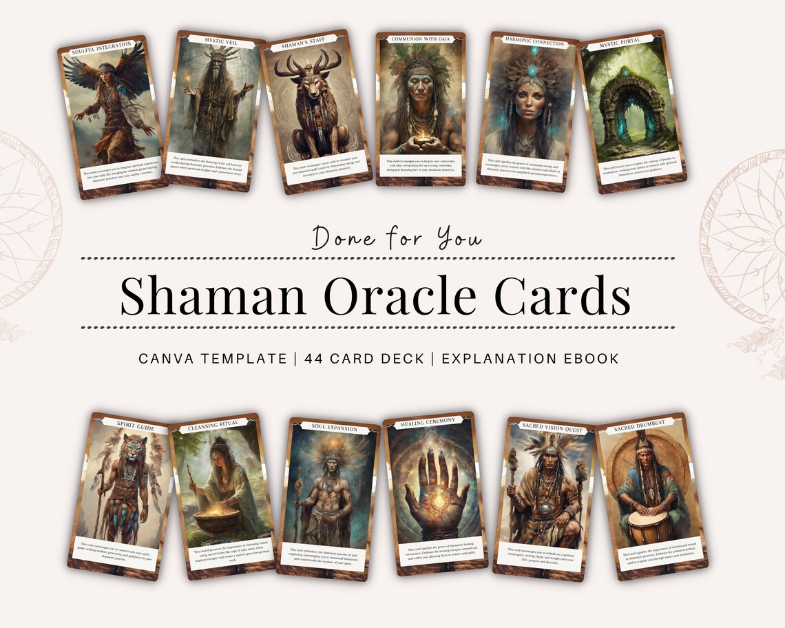 Shamanism Oracle Card Deck, Editable Canva Template, Printable Template ...
