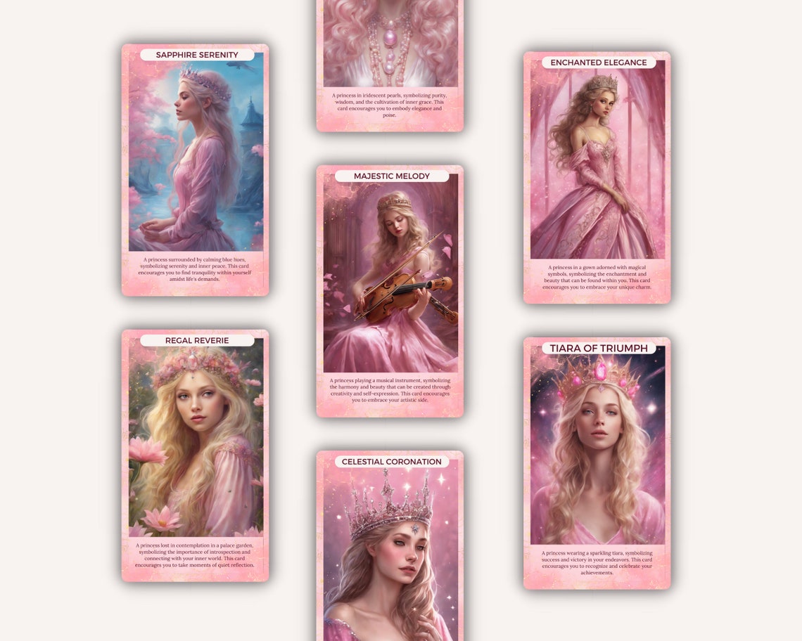Princess Oracle Card Deck, Editable Canva Template, Printable Template ...