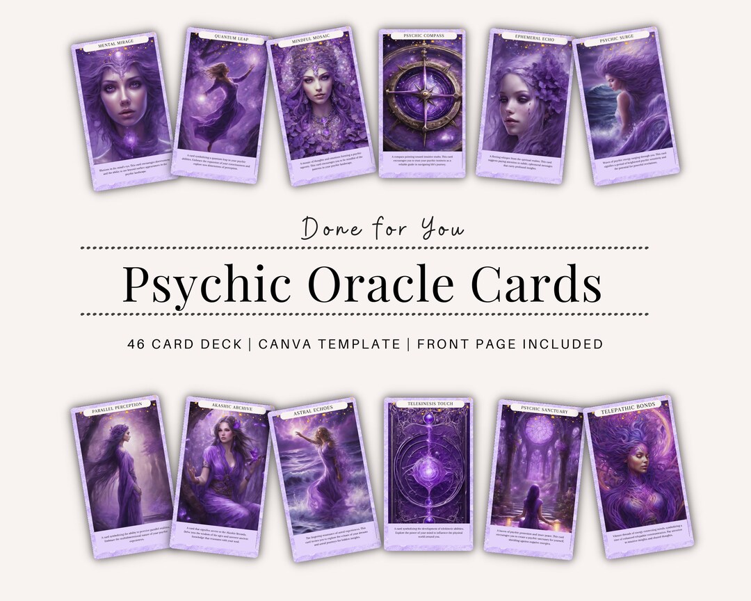 Psychic Oracle Card Deck, Editable Canva Template, Printable Template ...