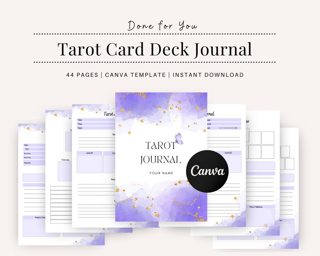 Tarot Card Journal, Digital Taro Journal, Canva Template, Printable ...