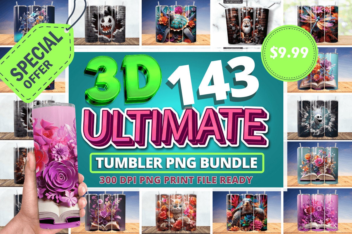 Ultimate 3D 20oz Tumbler Wrap PNG Bundle, 143 3D Tumbler Bundle, Multi Occasion Tumbler Bundle ...