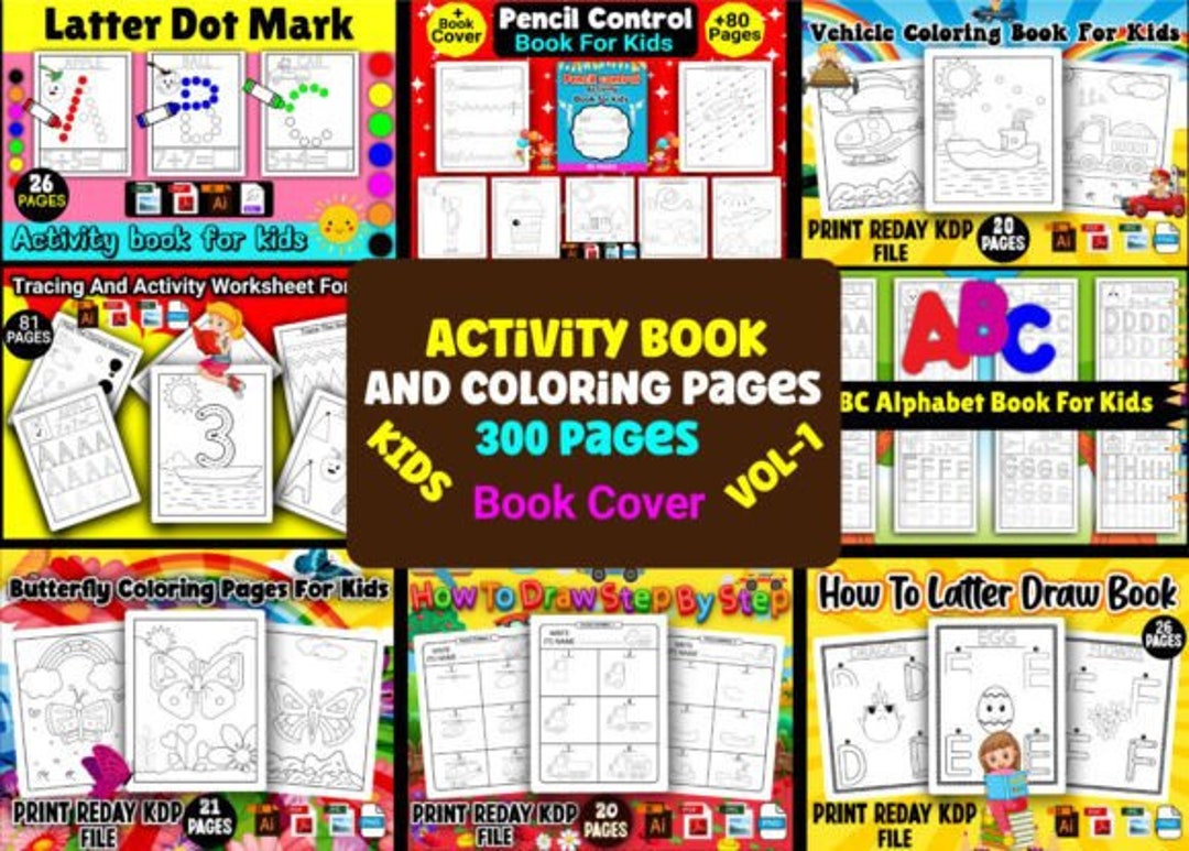 300 Page Coloring Books for Kids, Toddlers, Preschoolers, Coloring Book ...