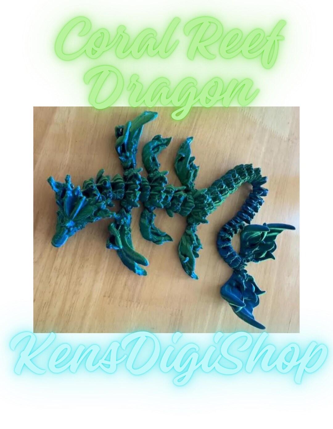 3D Printed Coral Reef Dragon Cinderwing Print Handcrafted Fantasy Art ...