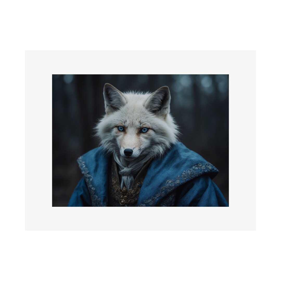 Blue Fox Renaissance Poster Regal Fox Art Noble Pet Portrait ...