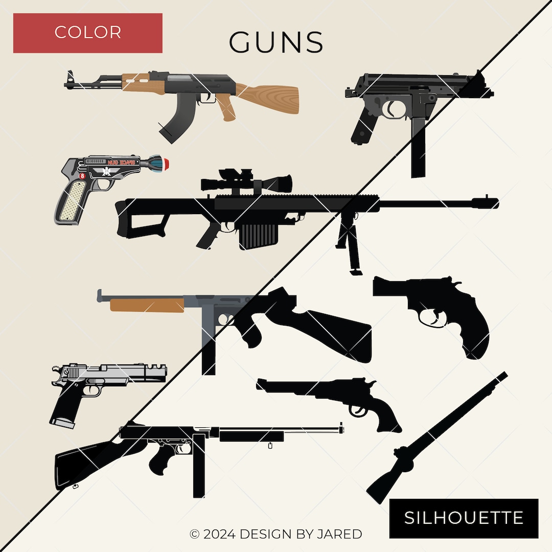 Gun Vector SVG Download File Tshirt Designs Wall Art Outline Digital ...
