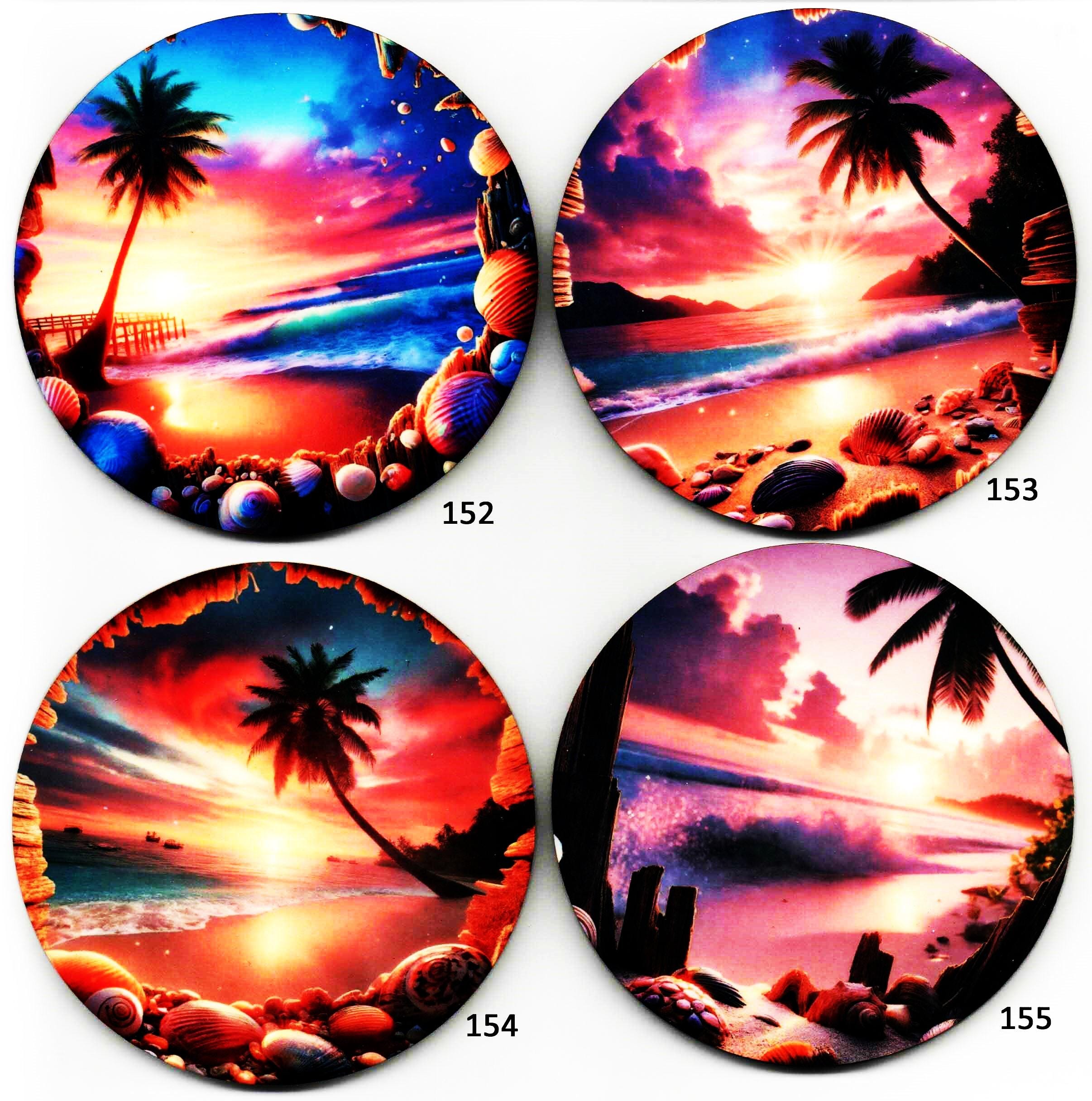 SEASIDE Beach Shells Large Round COASTERS 4" MDF Hot Cold Beverages ...