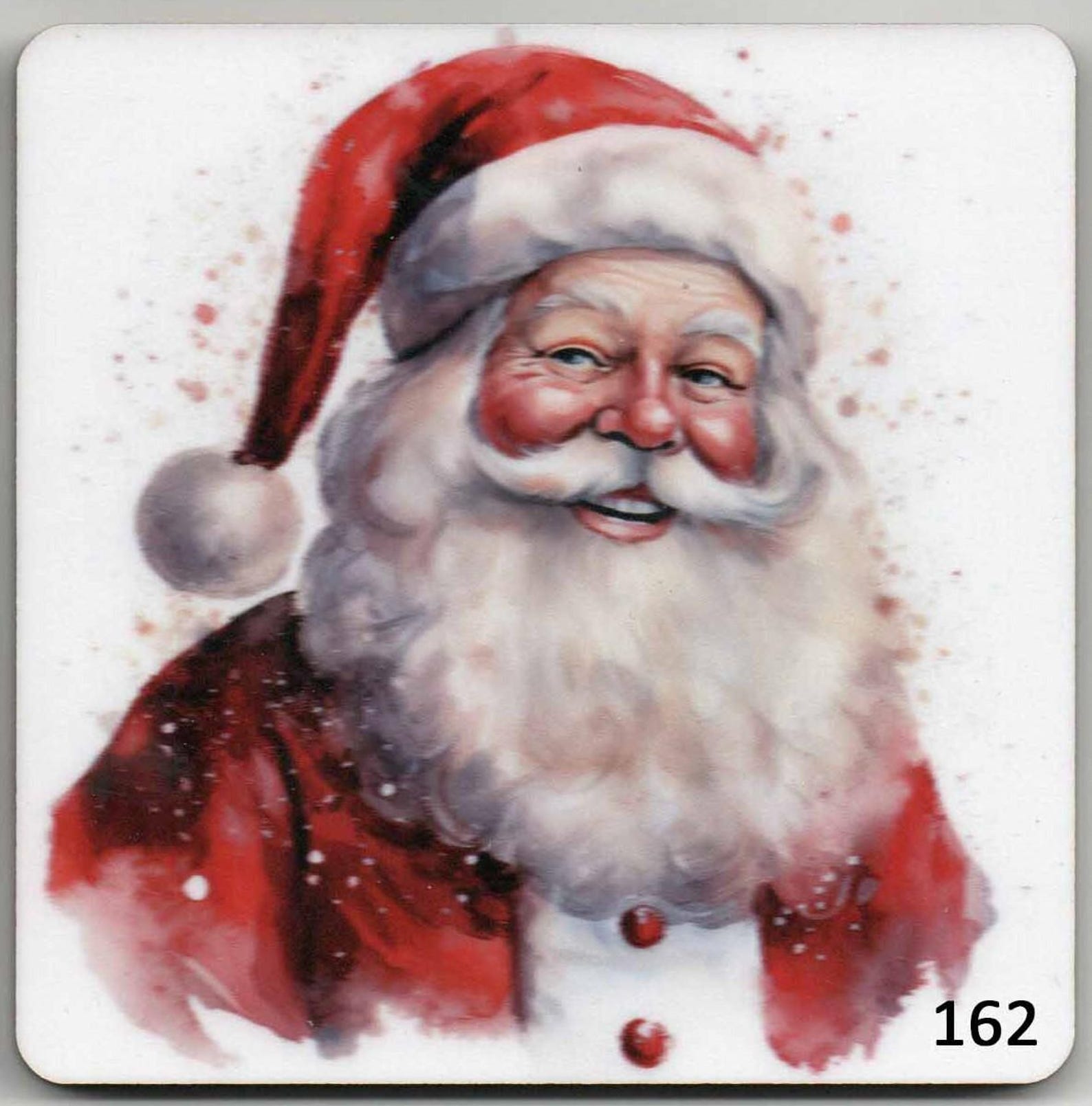 Christmas SANTA CLAUS Large Square COASTERS 4" Mdf Hot Cold Beverages ...