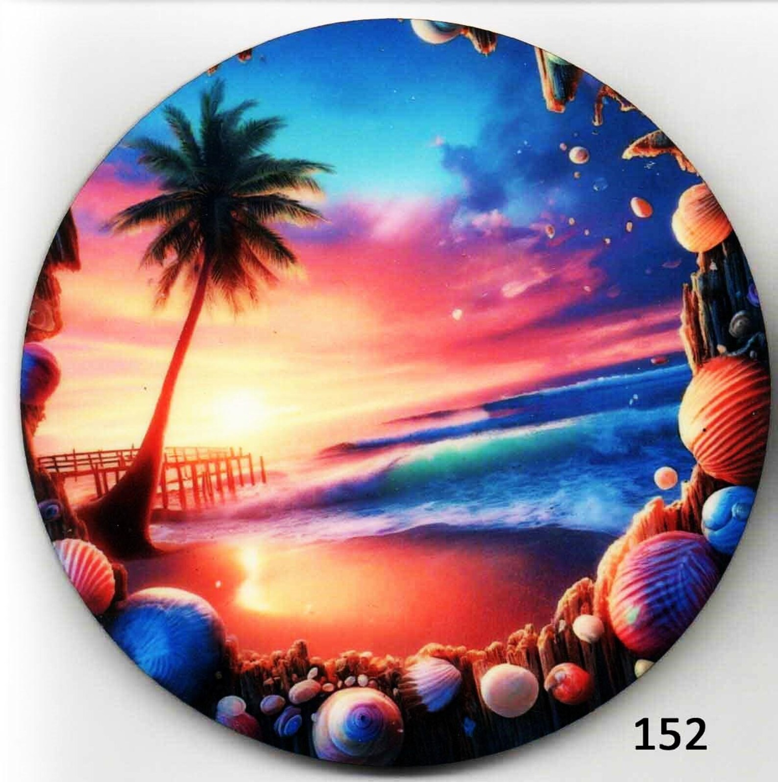 SEASIDE Beach Shells Large Round COASTERS 4" MDF Hot Cold Beverages ...