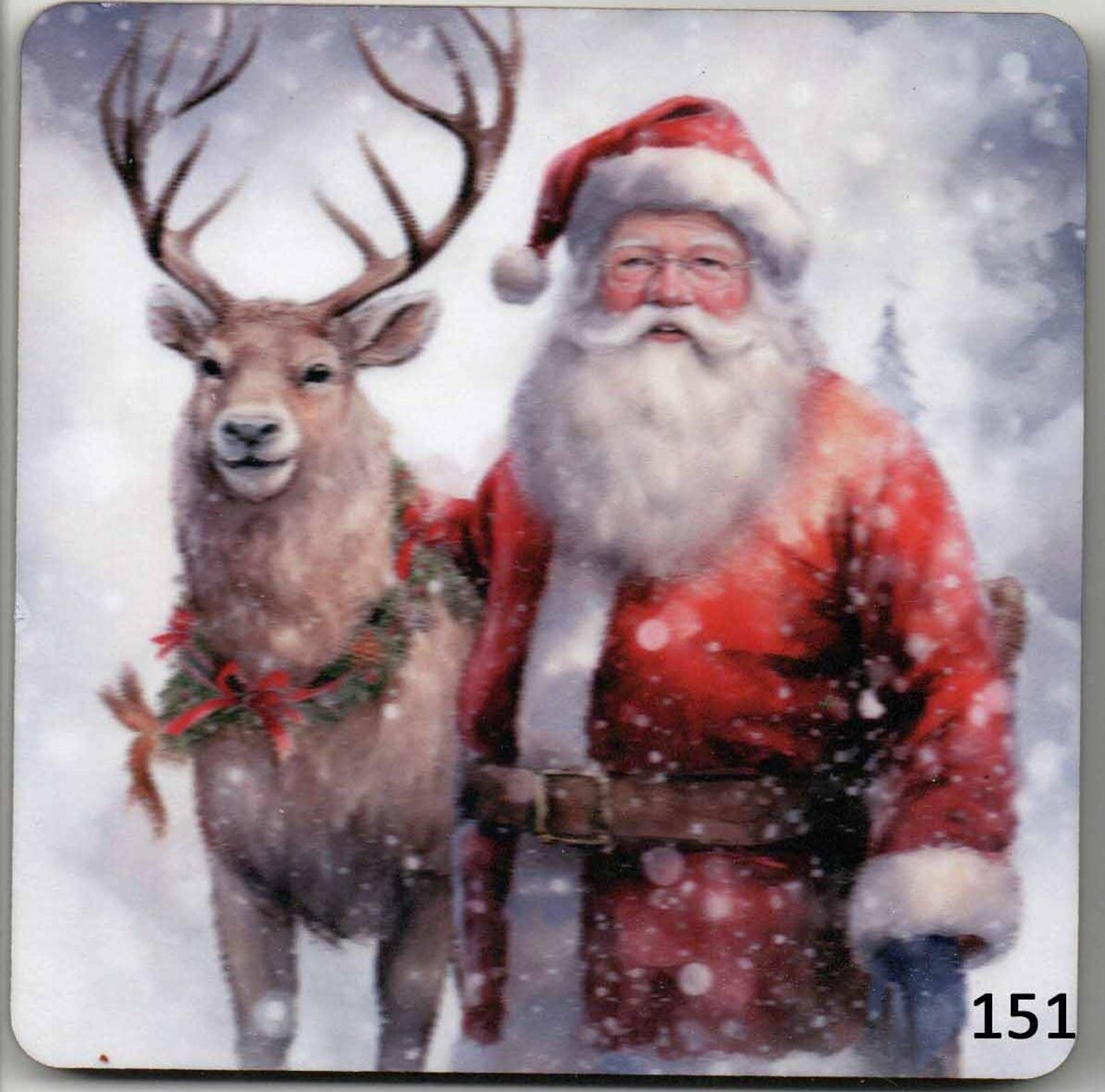 Christmas SANTA CLAUS Large Square COASTERS 4" Mdf Hot Cold Beverages ...
