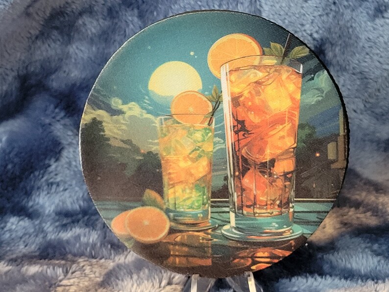 LARGE ROUND COASTER 4 Diameter Circle Neoprene Hot Cold Beverages Non ...