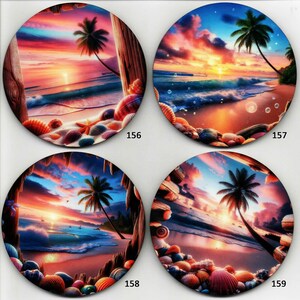 SEASIDE Beach Shells Large Round COASTERS 4" MDF Hot Cold Beverages ...