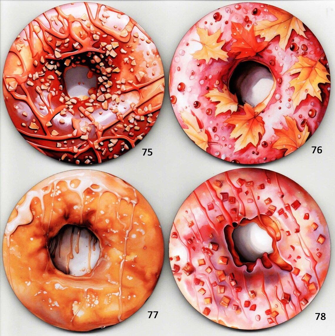 DOUGHNUTS Large Round COASTERS 4" MDF Hot Cold Beverages Cork Bottom - Etsy