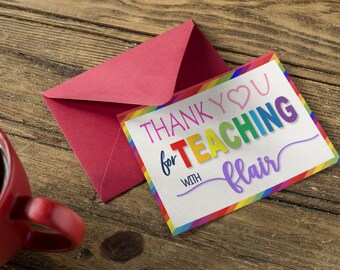 Teacher Valentine Gift Tag thank You Card Teacher Appreciation ...