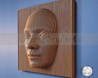Parametric Face, White Human Face, New Design, 3D Wood Wall Decor Art ...