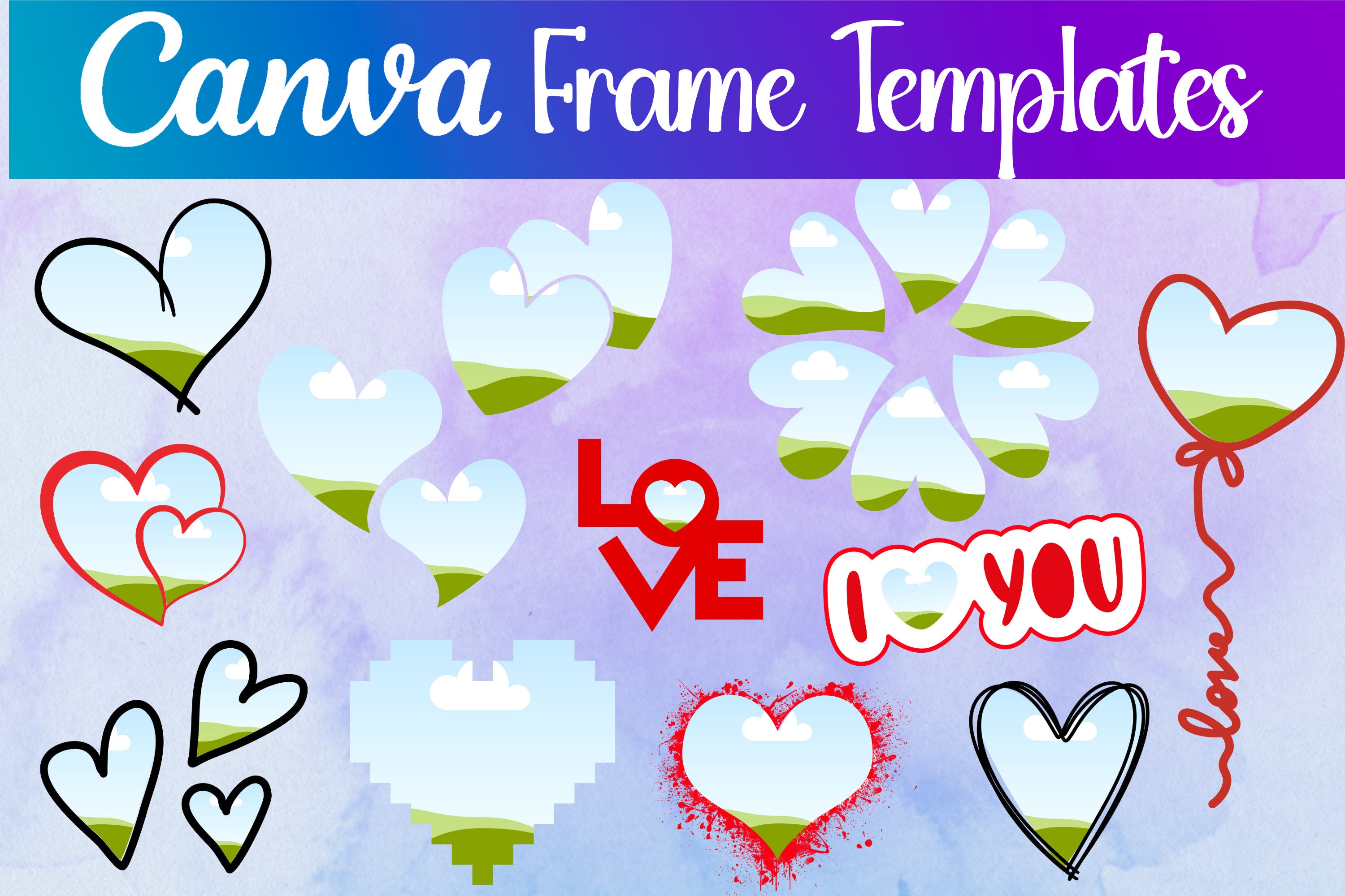 Editable Canva Heart Frames Template, DIY Collage Heart Layouts ...