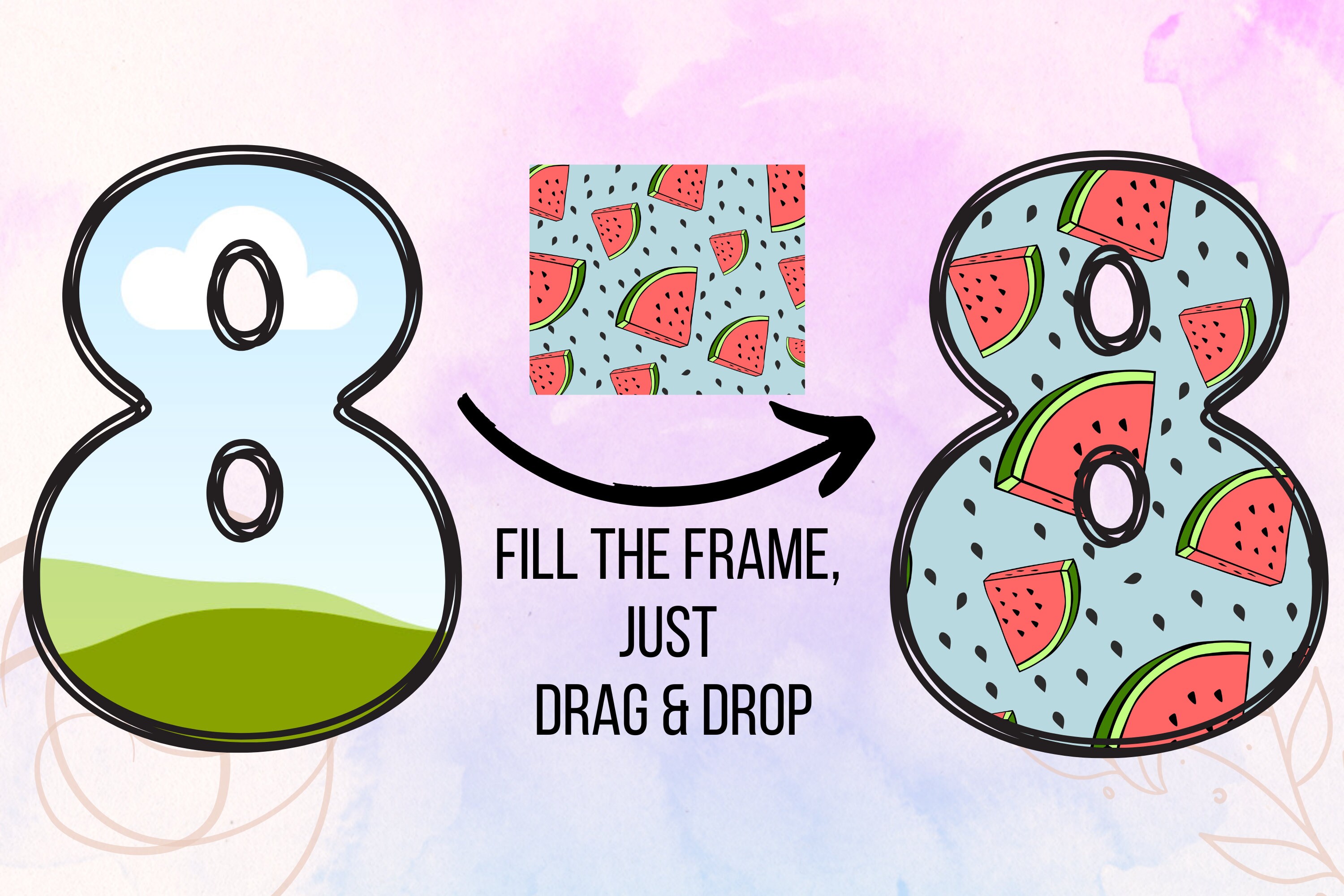 Canva Frame Numbers Doodle Templates, Drag & Drop Sublimation Design ...