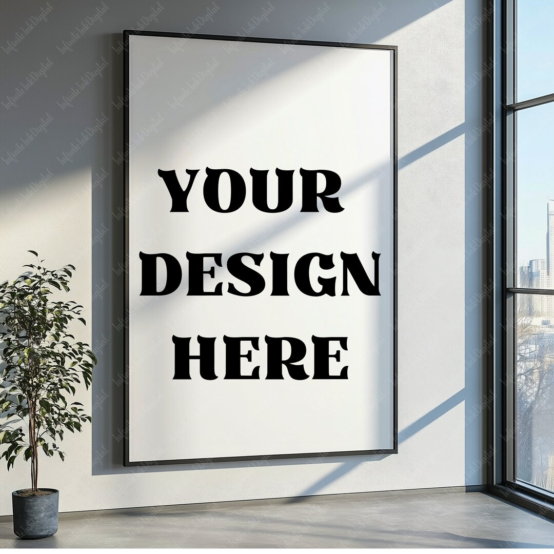 Black Frame Wall Art Mockup Modern Minimalist Bright Space Room, Simple ...