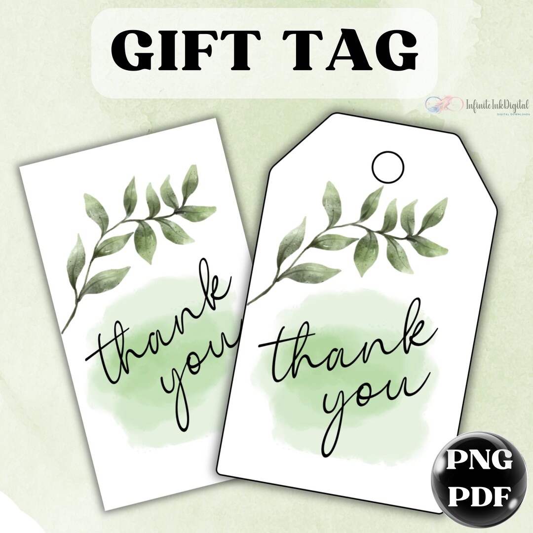 Thank You Tag, Digital Thank You Tag, Printable Birthday Gift Tag ...