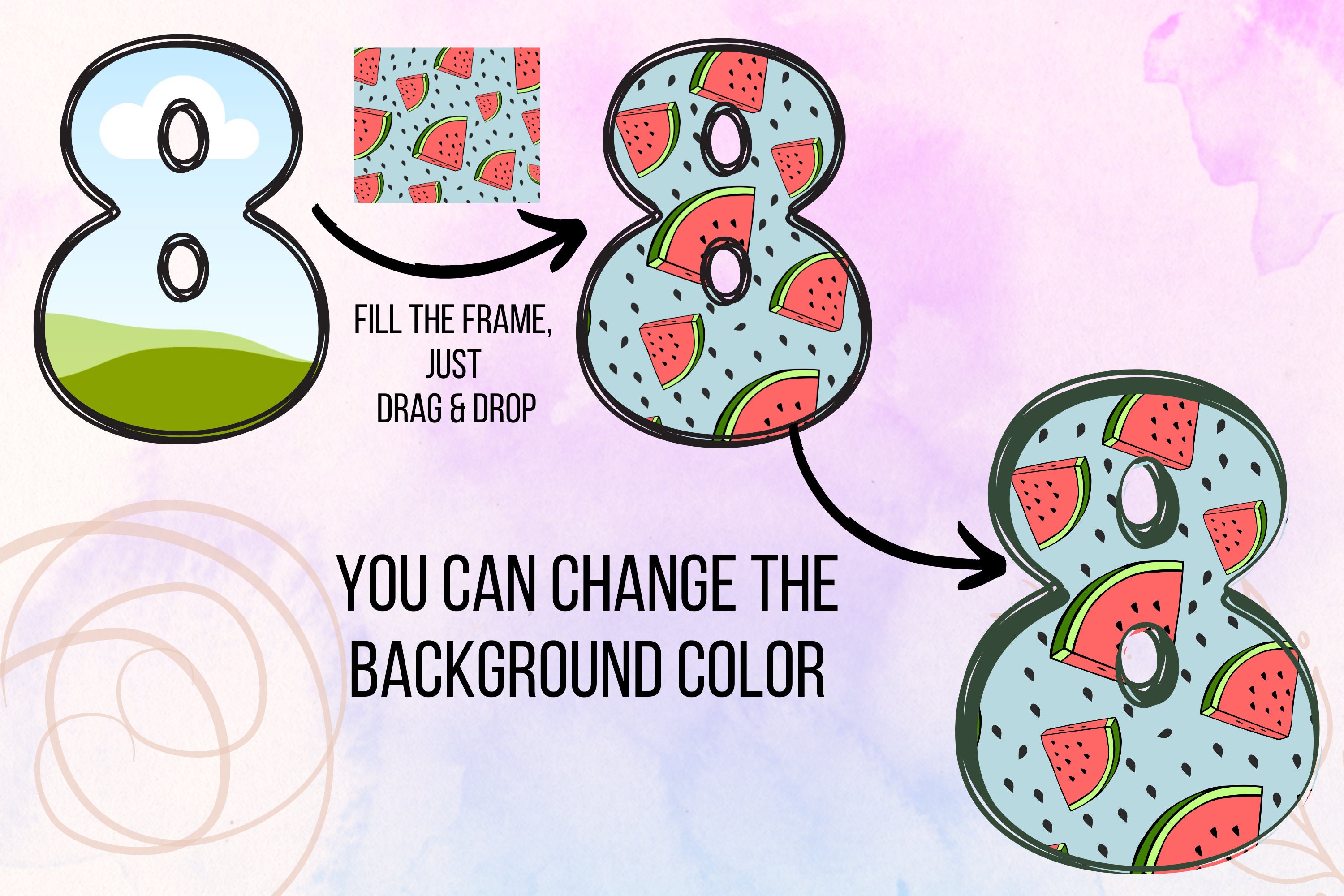 Canva Frame Numbers Doodle Templates, Drag & Drop Sublimation Design ...