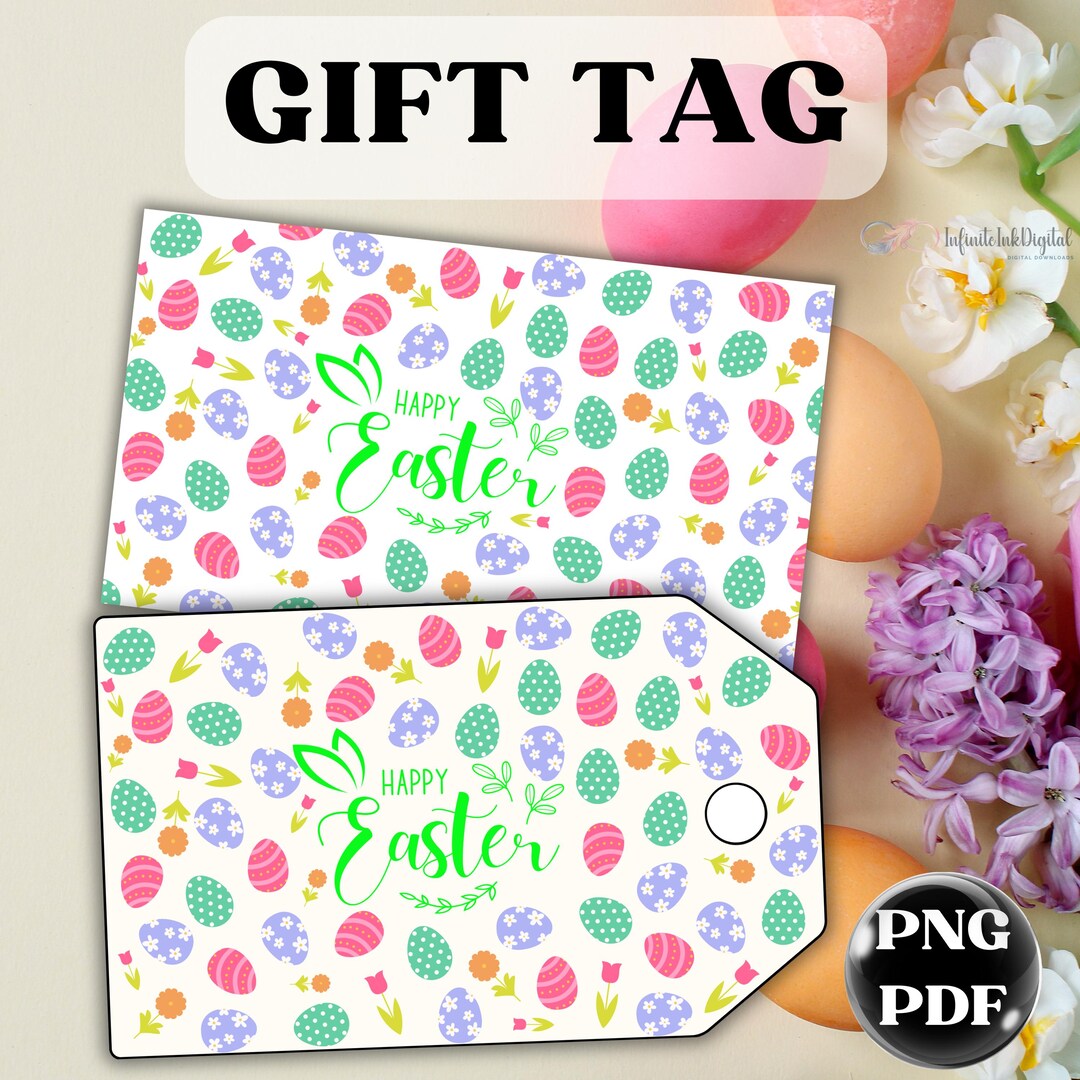 Digital Easter Gift Tag, Printable Happy Easter Gift Label, Printable ...