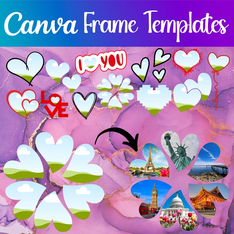 Editable Canva Heart Frames Template, DIY Collage Heart Layouts ...