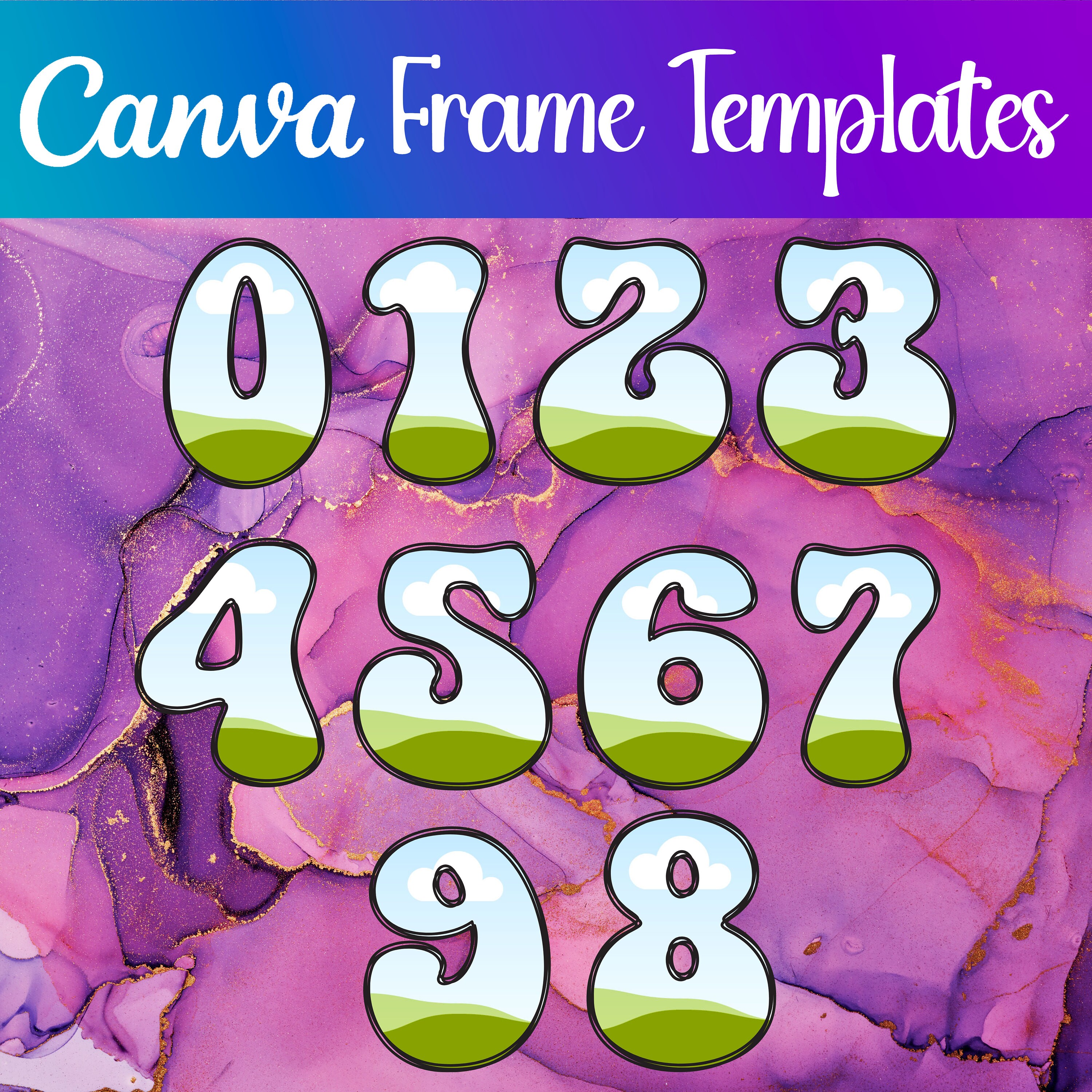 Canva Frame Numbers Doodle Templates, Drag & Drop Sublimation Design ...