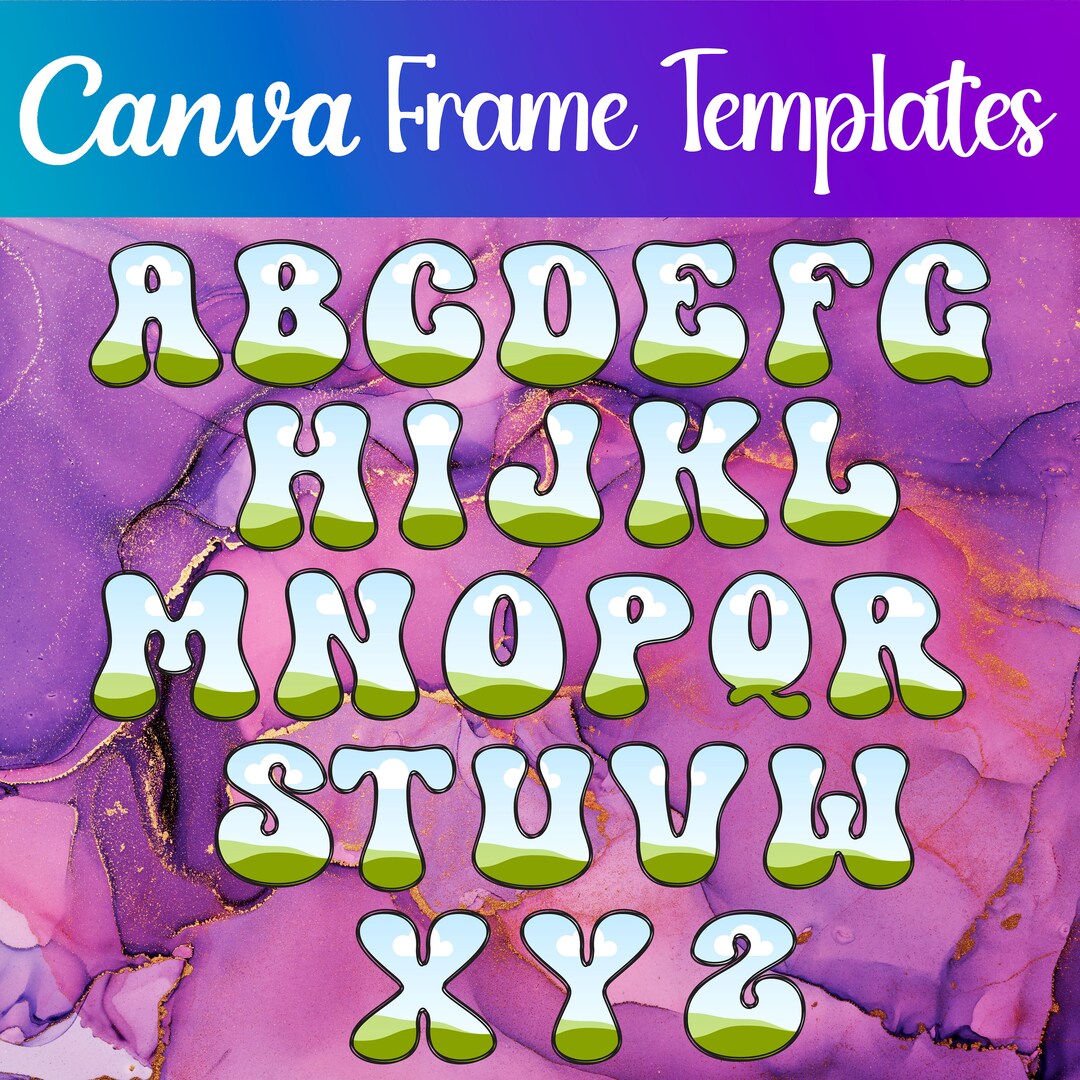 Uppercase Alphabet Canva Frame Templates, Customizable ABC Doodle ...