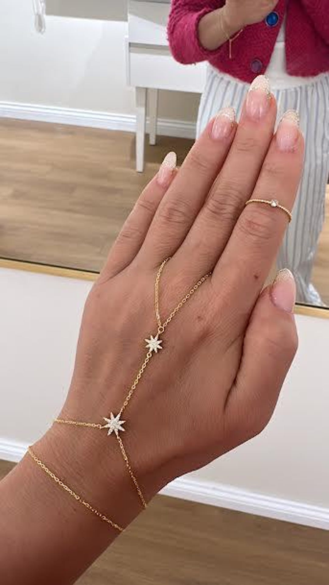 North Star Hand Chain Bracelet, Star Slave Chain, Gold Finger Bracelet ...