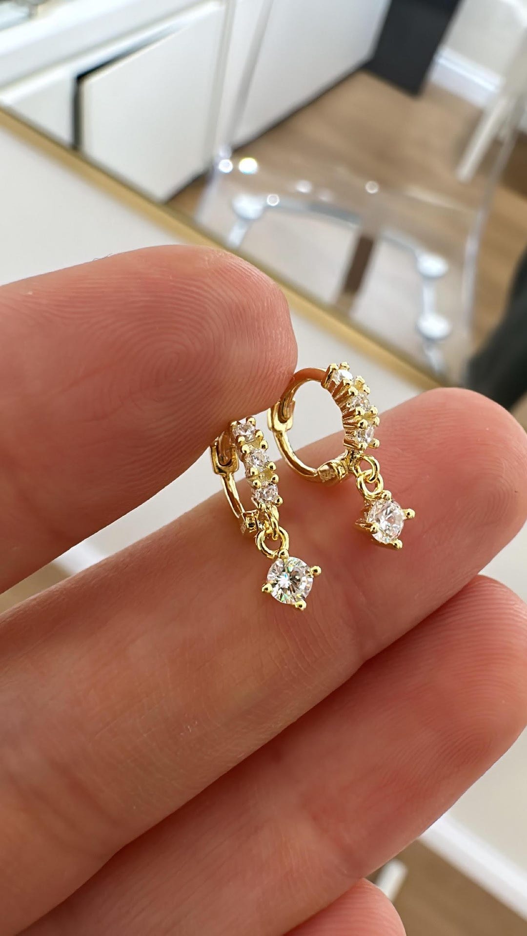 Dangling Cz Hoop Piercing, Daith Rook Piercing, 925 Solid Silver ...