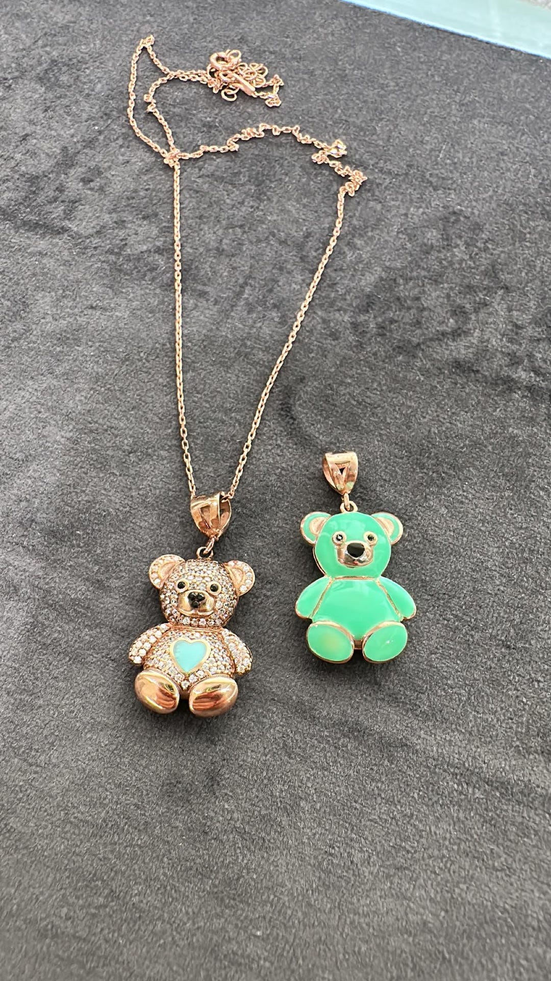 Dainty Neon Green Teddy Bear Pendant, Puffed Gummy Pear Statement ...