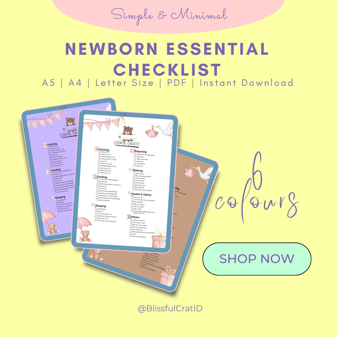 Baby Essentials Checklist Newborn Checklist Nursery Checklist Baby ...