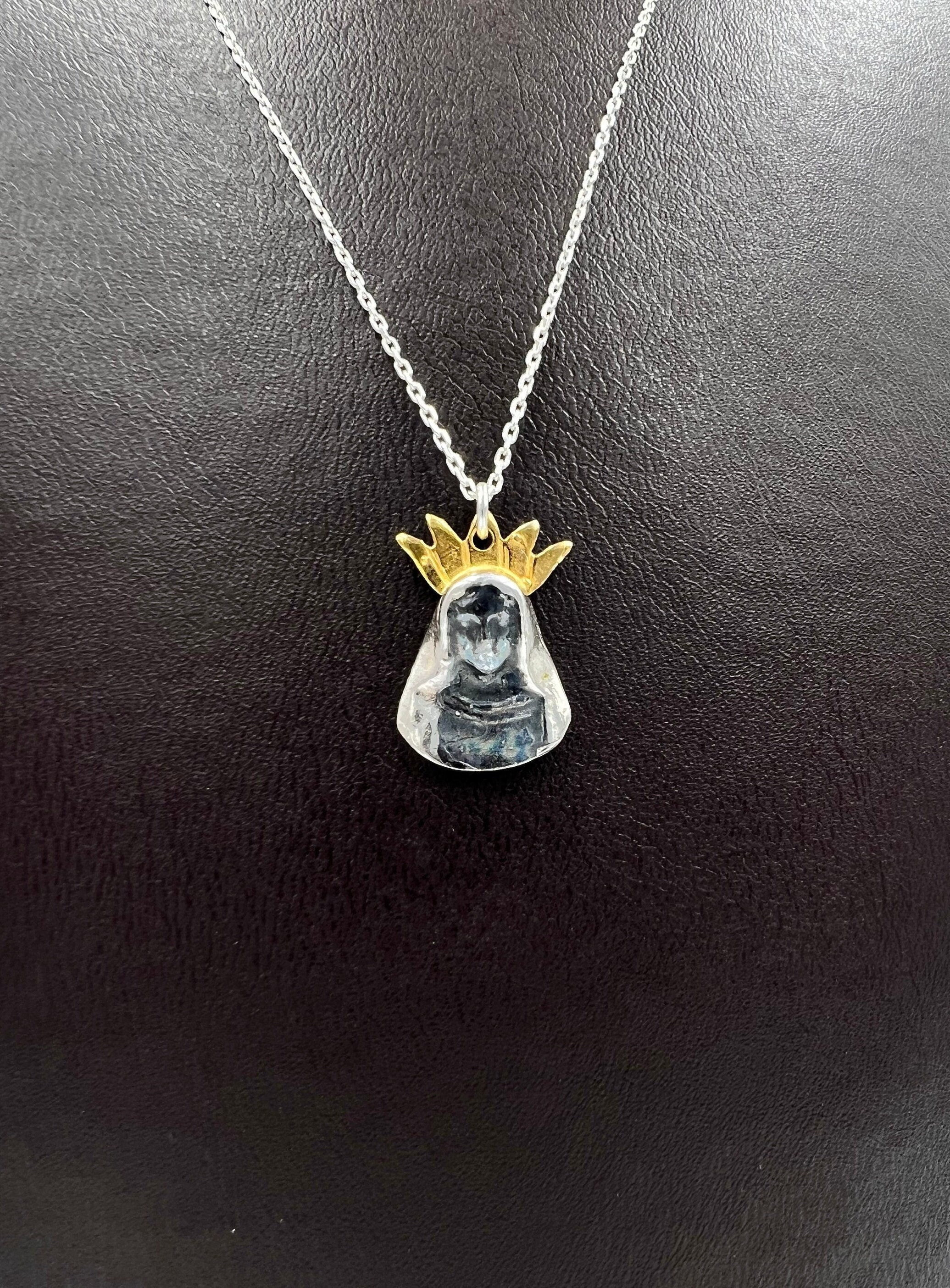 Virgin Mary Gold and Sterling Silver Pendant Necklace, Ephesus City ...