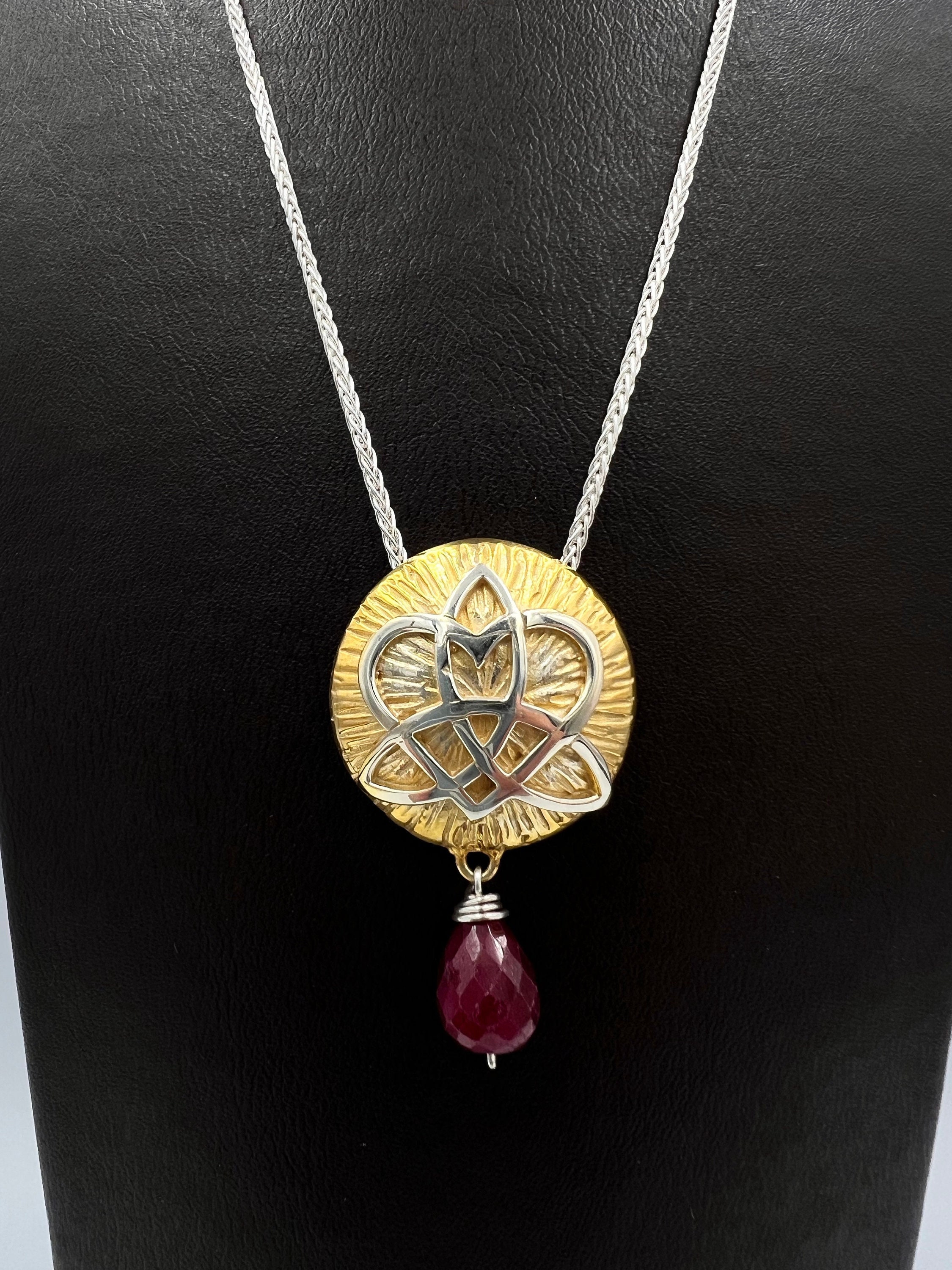 BRISINGAMEN Solid Gold and Silver Necklace Goddess of Love Freya Sterling Silver Triquetra ...